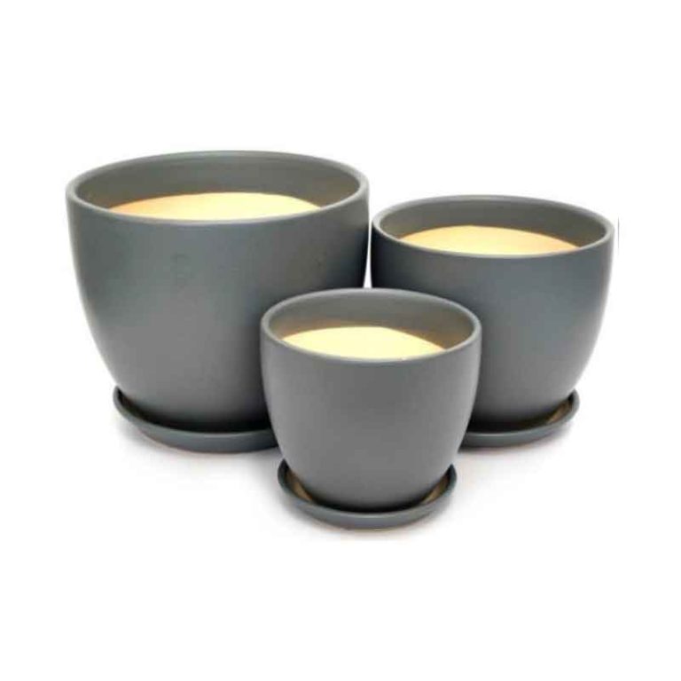 Pot Cover Set 3 - Grey Matt - Indigo Garden Centre